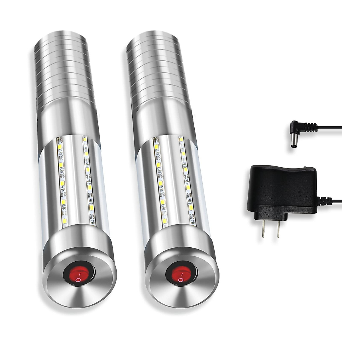 Ecostrobe Strobe Baton Light,Stage Handheld Light,Champagne Bottle Sparklers, Reusable Indoor Concert LED Lights - for Bar Club Birthday Weddings Parties (Silver 2 PC)