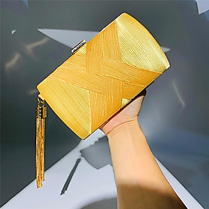 Women's Elegant Tassel Pendant Silk Evening Bag Clutch Purse for Bride Wedding Prom Night Out Party (Blue)
