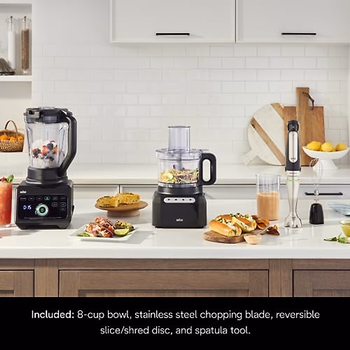 Braun EasyPrep 8-Cup Food Processor, Black - Two Speeds + Pulse Mode - Precision Knife Blade & 2-in-1 Slicing Disc - Secure Design - Easy Cleanup - Dishwasher Safe