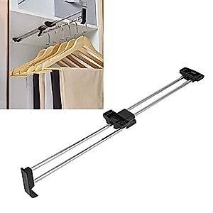 ZJchao Heavy Duty Retractable Closet Pull Out Rod Wardrobe Clothes Hanger Rail Towel Ideal for Closet Organizer Polished Chrome (30cm/ 11.8 Inches)