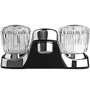 Dura Faucet DF-PL700A-CP RV Bathroom Sink Faucet with Clear Acrylic Knobs - 2-Handle (Chrome)