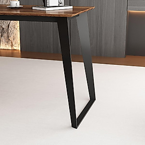 TAMUNE L-Shaped Corner Desk with Drawers, Office Desk Executive Desk with Storage Cabinet, Computer Desk with Black Metal Leg Frame, for Home Office Deep Brown and Black (54.3”W x 40.9”D x 29.1”H)