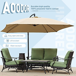Aoodor Offset Square Patio Umbrella 8.7‘ Cantilever Hanging Market Umbrella Water Resistant UV Protection Brown- Base Not Included