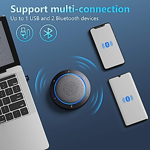 GOGOCOOL Bluetooth Speakerphone,Noise Reduction Conference Speaker with Mic,USB/Dongle/Bluetooth Connection,Enhanced Voice Pickup,Compatible with Meeting Apps for Home Office,Black