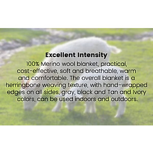 CURATED & COZY Herringbone Wool Throw Blanket, Ultra Soft Wool Throw Blanket for Couch, Sofa & Bed, Made with 100% Inner Mongolian Wool, Herringbone Pattern - 53" X 69" (Grey)