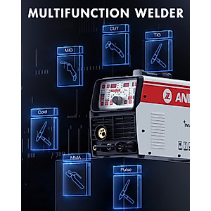 ANDELI Plasma Cutter Mig Welder Combo,200 Amp 220V Inverter 5 in 1 Multi Process Welder Mig/Stick/Tig/Cold/CUT Welder Welding Machine