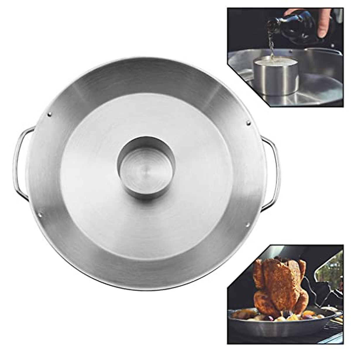 Eaarliyam Beer Can Chicken Roaster Stainless Steel Barbecue Poultry Holder Rack Grill Pan Garden Yard Stainless Steel Basin