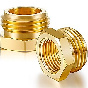G1/2 Female to GHT 3/4 Male Hose Adapter Brass Threaded Pipe Fitting Hose Connector Hose Coupler Water Hose Adapter Garden Hose Swivel (2 Pieces)