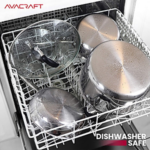 AVACRAFT 18/10 Stainless Steel Cookware Set, Premium Pots and Pans Set, Kitchen Essentials for cooking, Multi-Ply Body Stainless Steel Pan Set, 10-Piece Sets