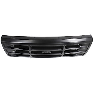 Evan Fischer Grille Assembly Compatible With 1992-1996 Ford Bronco, Fits 1992-1996 Ford F-150 Painted Black Shell and Insert Plastic Grille