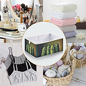Vnurnrn Cute Cucumbers Collapsible Cube Storage Bins, Storage Box with Support Board, Foldable Fabric Baskets for Shelf Closet Cabinet