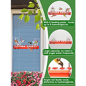 Close-up Viewing Window Hummingbird Feeder with 8 Ports Leak Proof, Top Fill & Easy to Clean Humming Bird Feeders Tube for Outdoors, 2 Pack
