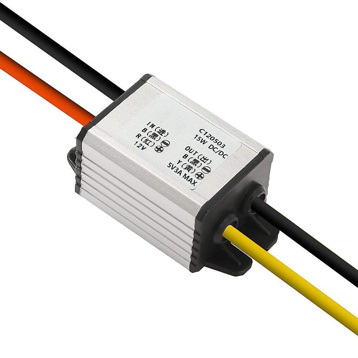 12V to 5V DC Converter Car Power Voltage, Waterproof DC 6.3-22V 12V Step Down to DC 5V 3A 15W Voltage Regulator Buck Converter Power Supply Step-Down Module Compatible with Vehicle Car Truck Volt