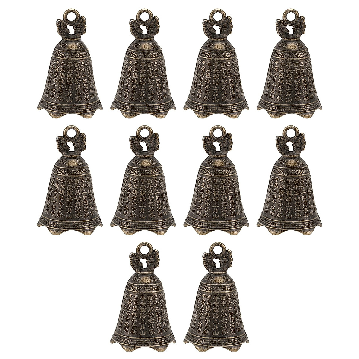 DOITOOL 10Pcs Vintage Bell Iron Bell Charm Craft Retro Bell Figurine Mini Jingle Bell Feng Shui Bell for DIY Wind Chimes Doorbell Keychain Pendants