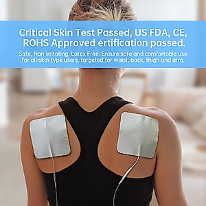 Extra Large Tens Unit Replacement Pads 4'' x 4" (12 Pcs) with Pad Holder, Reusable and Self-Stick Electrodes TENS Pads Compatible with AUVON TENS 7000 EMS Machine (Latex-Free and NonIrritating)