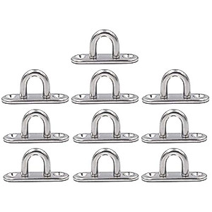 FGen 10 Pieces Stainless Steel Eye Board Ocean 5Th Oval Buckle Fixed Plate Seat Rope Pull Ring Oval Door Buckle