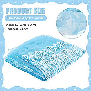 BENECREAT 3x3.6 Yard Snowflake Mesh Fabric, Classic Style Background Decorative Fabric for DIY Handmade Clothing Wedding Dress Home Decor, 0.5mm Thick, Deep Sky Blue