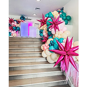 CYMYLAR 3pcs 26inch babe pink Star foil balloons.babe Explosion Star burst star balloon-Spike cone balloon for birthday party decorations,wedding,Bachelor party