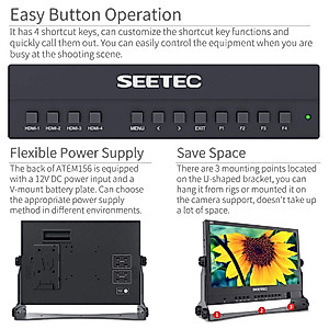 SEETEC ATEM156 15.6" 4 HDMI Input Output Quad Split Display for ATEM Mini Video Switcher Live Streaming Broadcast Director Monitor Used in Movie Production