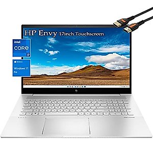 HP Laptops 17inch Touchscreen Envy Laptop| Windows11 Pro| Intel Core i7-1255U 10Core| Backlit Keyboard| Thunderbolt4 TypeC| Wi-Fi6E| Fingerprint| SD Card Reader| HDMICable (32GB RAM | 1TB PCIe SSD)