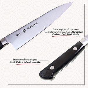 JCK ORIGINAL Kagayaki CarboNext Japanese Chef’s Knife, KC-5SES Professional Gyuto Knife, High Carbon Tool Steel Pro Kitchen Knife with Ergonomic Pakka Wood Handle, 7 inch