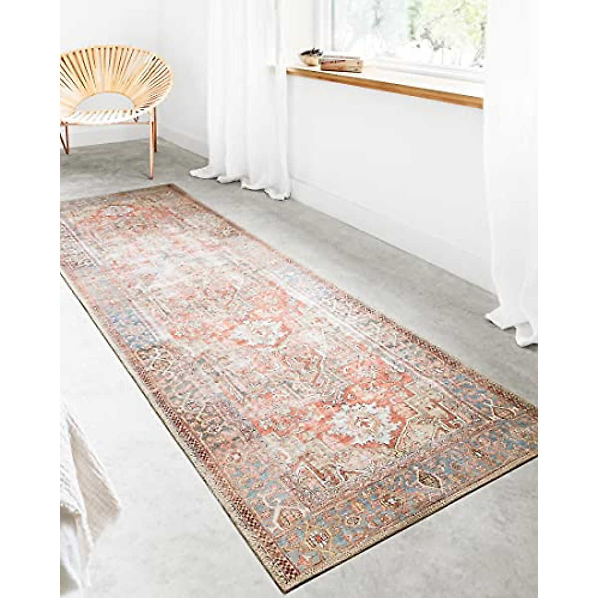 Loloi II Loren Collection LQ-15 Terracotta/Sky, Traditional 7'-6" x 9'-6" Area Rug