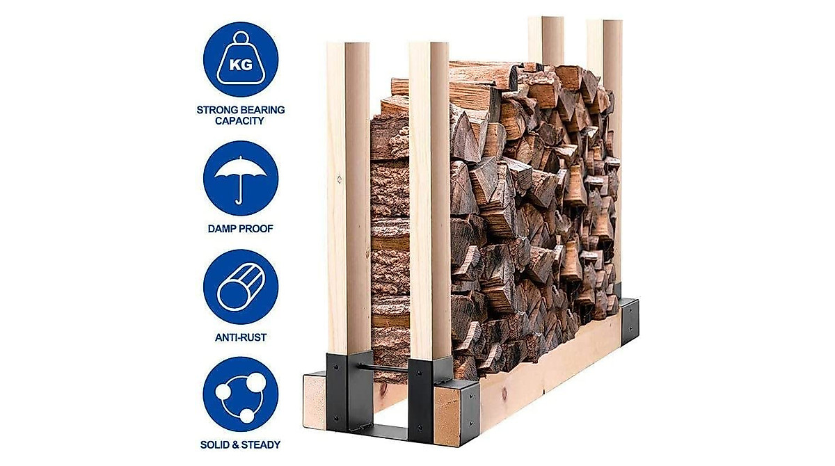 WANLISELL Firewood Log Brackets - Heavy Duty Outdoor Storage Kit
