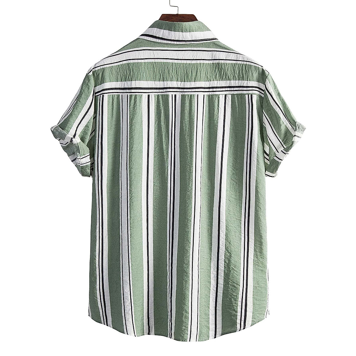 Floerns Men's Striped Shirts Casual Short Sleeve Button Down Shirts Mint Green M
