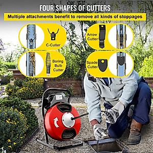 VEVOR Drain Cleaner Machine 50FTx1/2Inch, Sewer Snake Machine with 4 Cutter & Foot Switch, Electric Drain Auger for 2" to 4" Pipes…