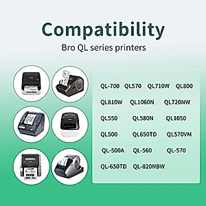 AMYSous Compatible 6 Pack DK-1203 Die-Cut File Folder Label Paper 2/3" x 3-7/16"(17mm x 87mm) with 6 Refillable Cartridge Replacement for Brother DK-1203 for QL-700 QL570 QL710W QL800 QL810W QL1060N