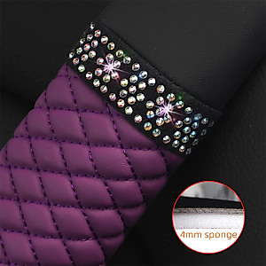 AICEL 2 Pcs Auto Seat Belt Cover, Sparkling Rhinestone Shoulder Strap for a More Comfortable Driving, Harness Pads Protect Your Neck, Accessories Compatible with All Cars and Backpack (Purple)