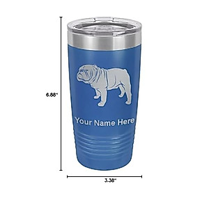 LaserGram 20oz Vacuum Insulated Tumbler Mug, Bulldog Dog, Personalized Engraving Included (Dark Blue)