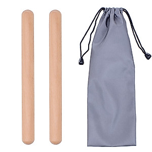 8 Inch Classical Wood Claves Musical Percussion Instrument, Natural Hardwood Rhythm Sticks with a Carry Bag