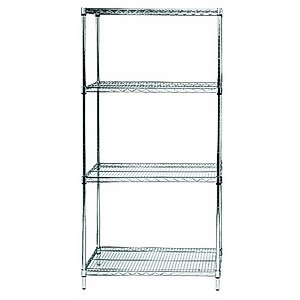 Quantum Storage Systems WR74-1236C Starter Kit for 74' High 4-Tier Wire Shelving Unit, Chrome Finish, 12' Width x 36' Length x 74' Height