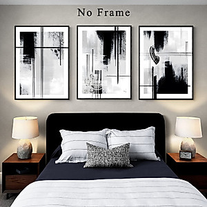 Black Neutral Wall Art Black and White Abstract Print Abstract Line Print Modern Abstract Wall Art Modern Line Painting Abstract Painting Black Ink Wall Art Black and Beige Painting 16x24inx3 No Frame