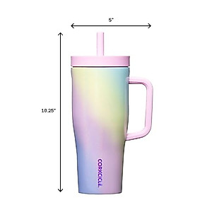 Corkcicle Cruiser Insulated Tumbler with Handle & Straw, Rainbow Unicorn, 22 oz – 100% Leakproof Cupholder Friendly Water Bottle Keeps Drinks Cold 20hrs