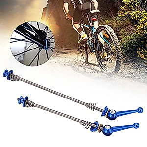 Ranvo Bike Hub Quick Release Poles, CNC Cutting Good Performance Front Rear Titanium Alloy Axle Skewer Lever for Road Bike(Blue)