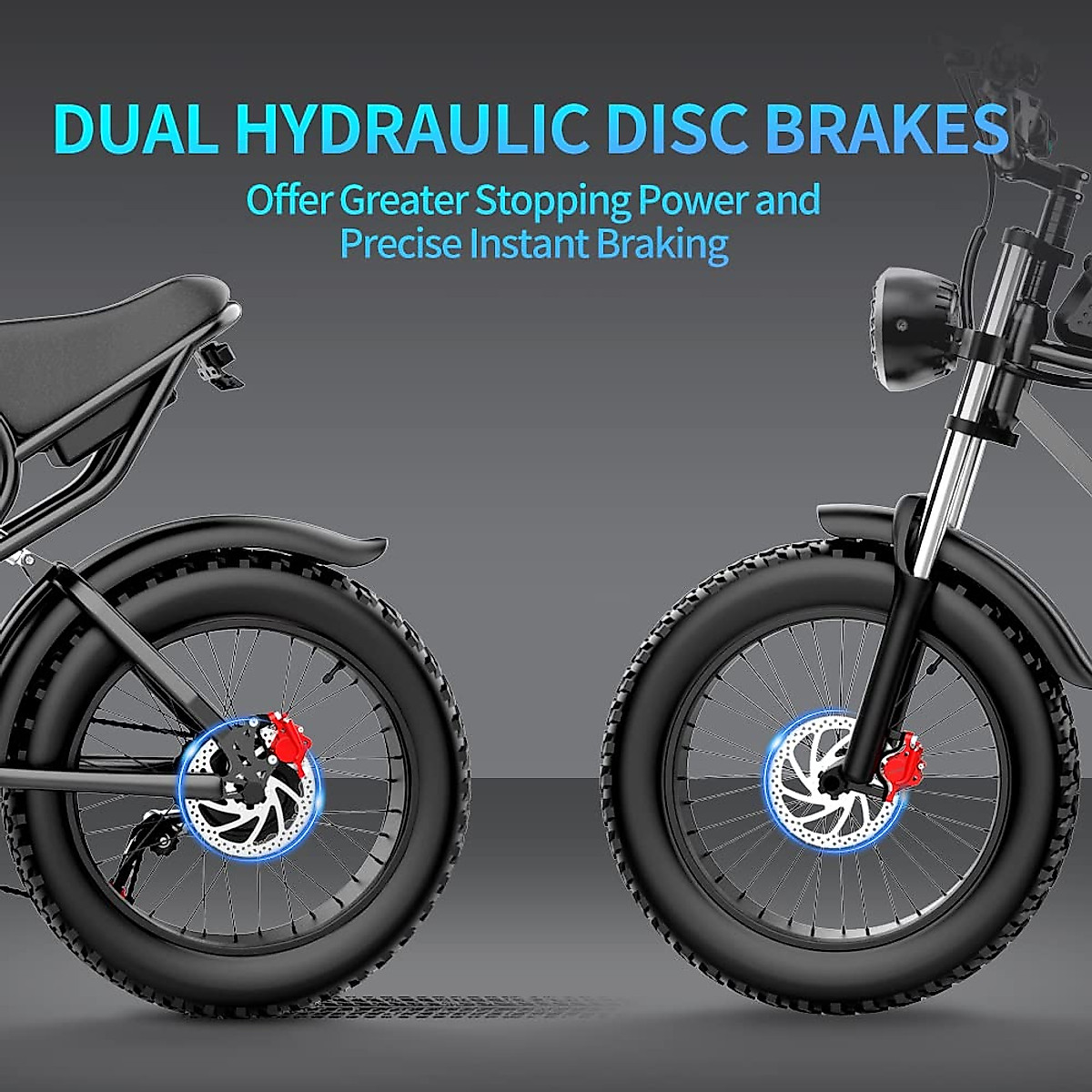 Ridstar 1000W 30MPH Fat Tire Electric Motorcycle with Removable 48V20Ah Battery and Full Suspension