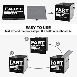 Fart Now Loading Please Wait Canvas Collapsible Storage Bins Cube Organizer Baskets with Handles for Home Office Car