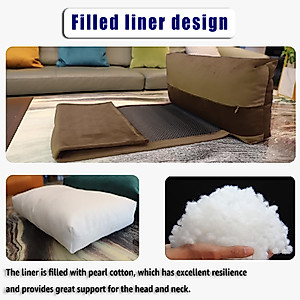 AmazeCov Velvet Recliner Head Pillow with Non-Slip Base - Adjustable Neck Support for Pain Relief in Home, Office and Travel (Brown)