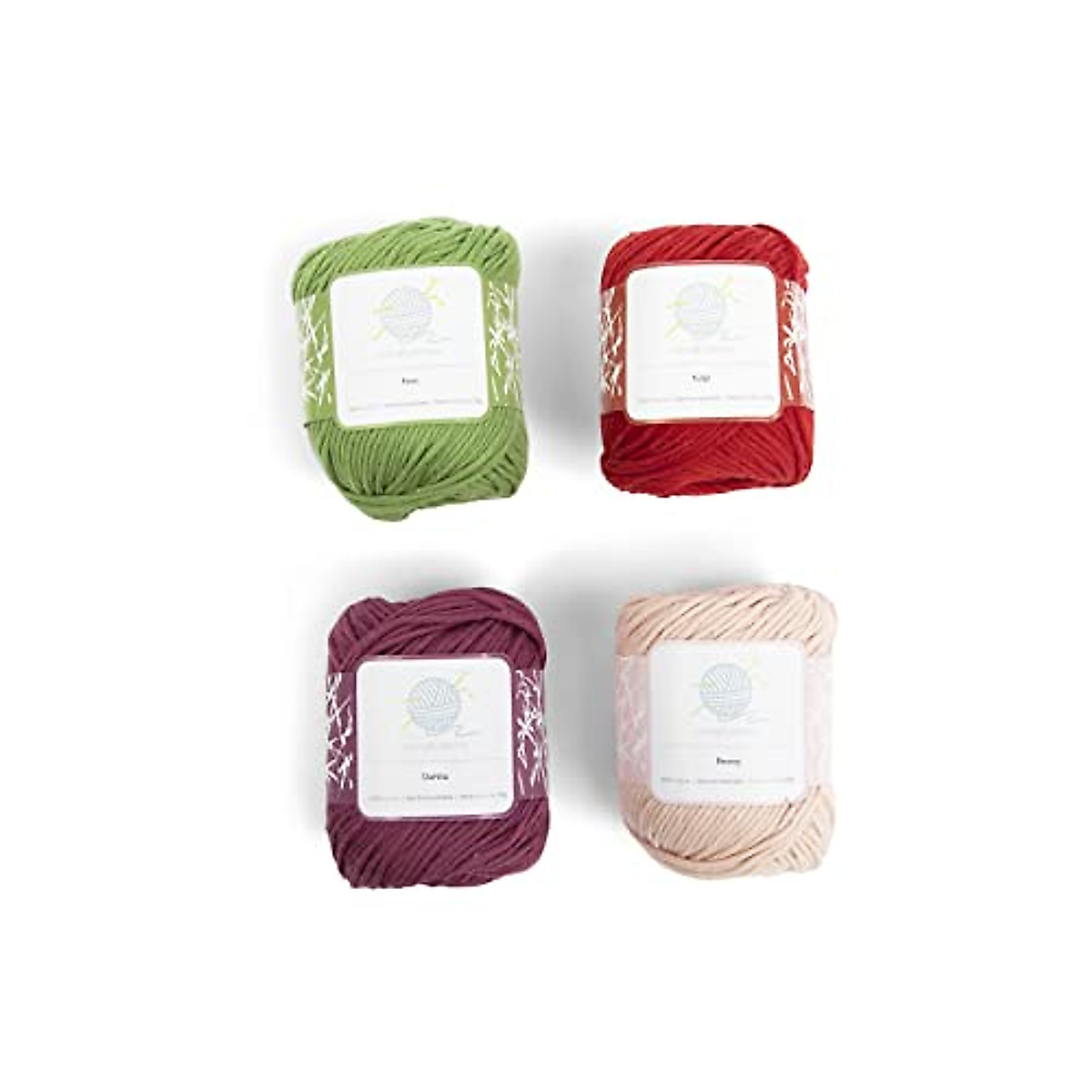 Knitting Yarn, Crochet Yarn, Mindfulness and Relaxation 100 Percent Cotton Yarn, Multicolor 4-Pack Medium Number 4 Worsted Bundle, Flora, Soft & Gentle for Baby Items – by mindfulknits