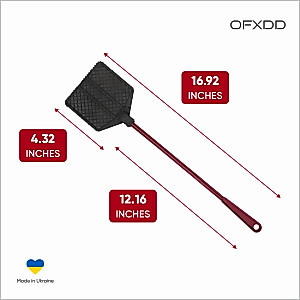 OFXDD Rubber Fly Swatter, Long Fly Swatter Pack, Fly Swatter Heavy Duty, Light Red Color (3 Pack)