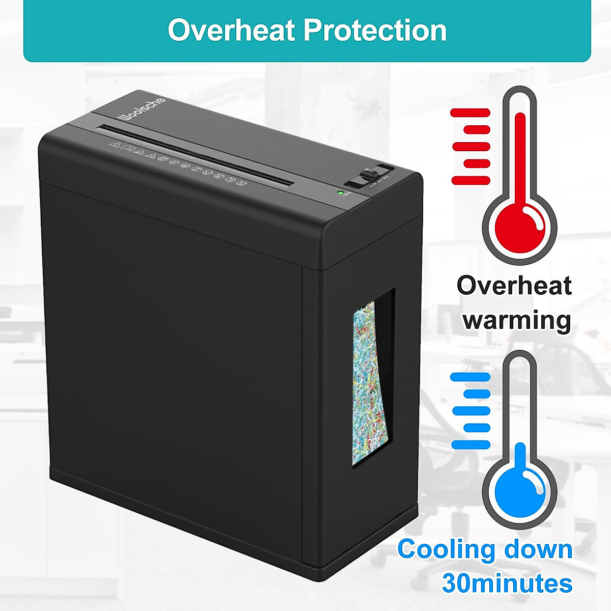 Paper Shredder, 6-Sheet Micro Cut with 2.9 Gallons Bin, P-6 High Security Level, 5 Munites Non-Stop Working Time, Compact Design Pull Out Basket with Jam Proof System for Home Office Use