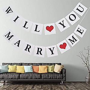 WILL YOU MARRY ME Banner Paper Bunting Banner Decorative Hanging Garland for Wedding Engagement Proposal Party Decoration