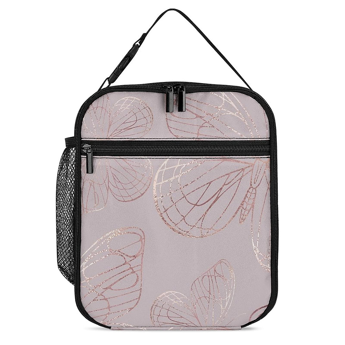 LynaRei Insulated Lunch Box Butterfly Rose Gold Portable Lunch Bag Reusable Small Cooler Lunchbox for Men Women Picnic Travel