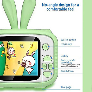 Kids Digital Camera, Kids Video Camera Recorder Shockproof Cameras HD 8 Mega Pixel 2 Inch IPS Screen Kids Mini Camera with 32GB SD for Girls Boys Gifts(Green)