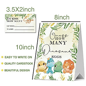JIRIM-BEUTY Guess How Many Dinosaur Eggs Guess How Many Baby Shower Games, Pack of 1 Logo and 50 Cards, Baby Shower Signs, Baby Shower Invitation Set, Gender Reveal - JRM313