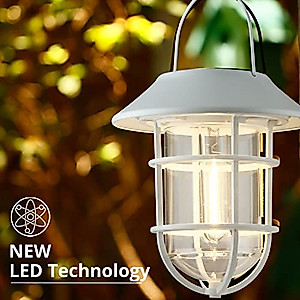 Solar Lantern Hanging Solar Lights, Metal Waterproof Solar Lights Outdoor with Hooks, Garden Lights Decorative for Patio Porch Yard Fence…