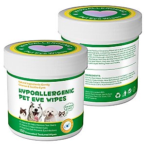 ZIXAOK Dog Eye Wipes for Dogs and Cats - Hypoallergenic Tear Stain Remover Wipes - Gentle Eye Wipes for Dogs with Coconut Oil for Discharge and Crust - 150 Count