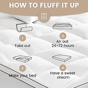 XEDREAM Extra Thick Mattress Pad Full, Pillow Top Mattress Topper Full, Grid Embossing Mattress Cover Full with Deep Pocket Stretches up to 21", 54"x 75"